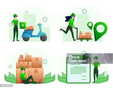 고립 된 배달 차량 벡터 오토바이 배달의 평면 삽화 물류 상업 운송 개념 Brand Name Smart Phone에 대한 스톡