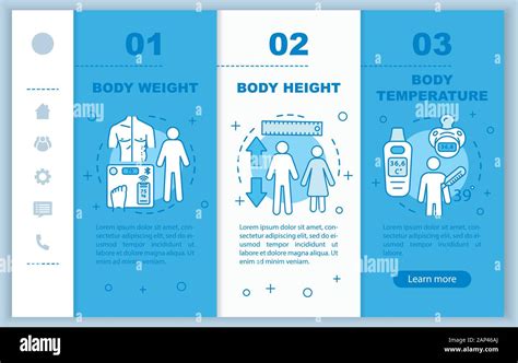 Body Measurement Onboarding Mobile Web Pages Vector Template Weight And Height Responsive