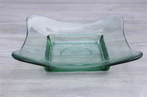 Sea Glass Green San Miguel Recycled Glass Bowl Modern Square Freeform