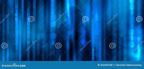 Ransomware Concept Abstract Digital Background With Anonymous Man Of Hacker In Binary Code