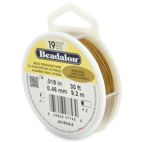 Beadalon Satin Gold Color 018 Inch Diameter 19 Strand Beading Wire