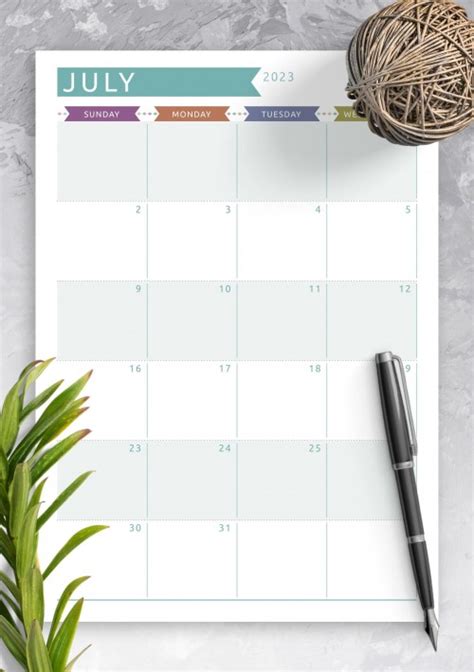Download Printable Dated Monthly Calendar Casual Style Pdf