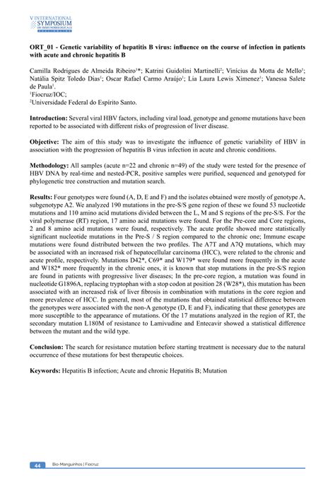 Pdf Genetic Variability Of Hepatitis B Virus Influence On The Course