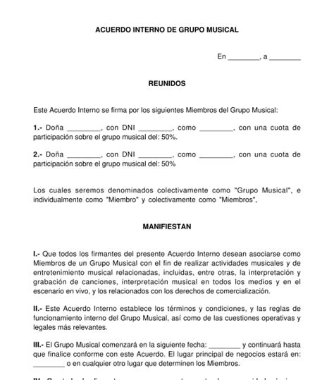 Competir Exquisito Servidor Contrato De Grupo Musical Hacer Clic Salida