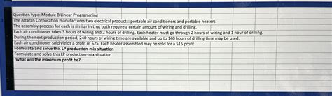 Solved Question Type Module B Linear Programmingthe Attaran