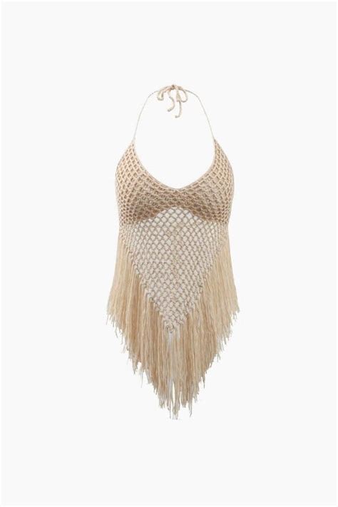 Crochet Fringe Hem Cami Top Houseofhalley Crochet Fringe Cami Tops