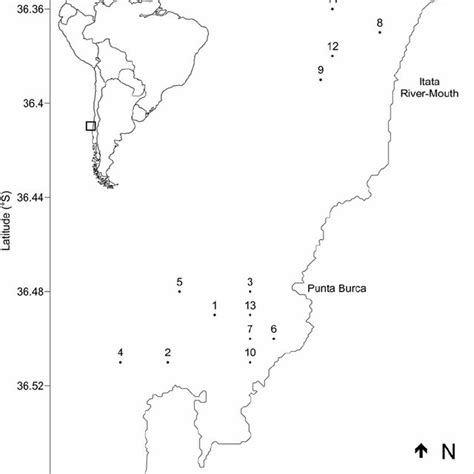 Area Off Central Chile Sampled During 2007 The Numbers Correspond To
