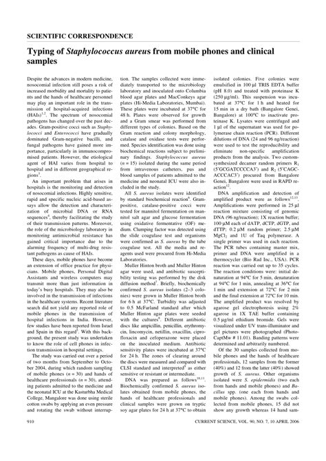 Pdf Typing Of Staphylococcus Aureus From Mobile Phones And Clinical Samples