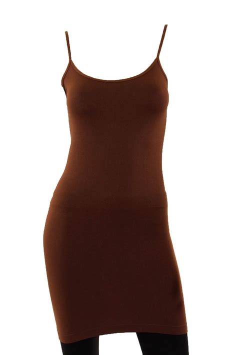 Lavra Womens Long Camisole Tank Top Basic Layering Spaghetti Strap Top