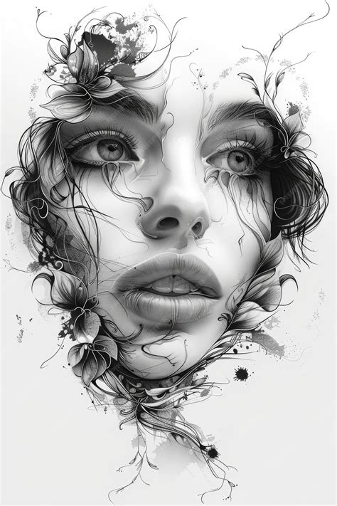 Impresión De Tinta De Tatuaje Un Boceto Para Un Diseño De Tatuajes Un