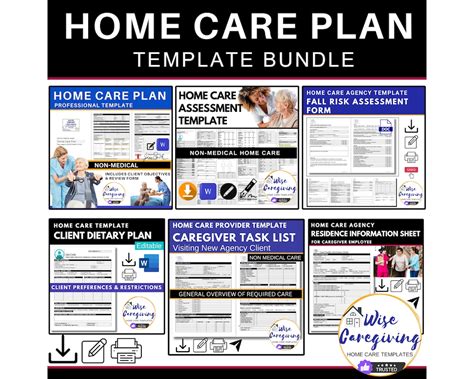 Home Care Plan Template Bundle Professional Agency Documents Client