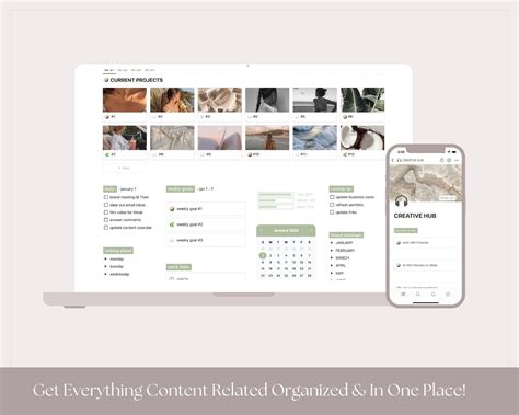 Content Creator Notion Template Business Planner Aesthetic Notion
