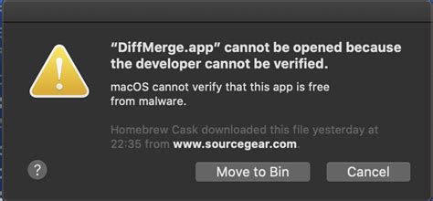 Diffmerge Install Fails On Mac Os Catalina 1015 · Issue 70792