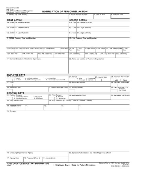 Sf 50 Form Notification Of Personnel Action Sf Forms