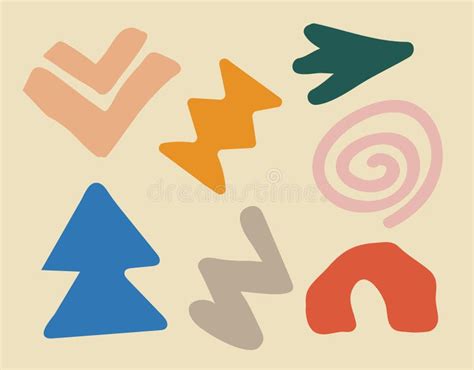 Hand Drawn Abstract Colorful Shapes And Doodle Objects Cute And Modern