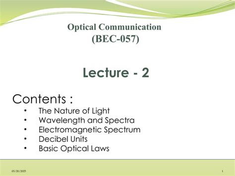 Lecture 2 Pptx This Is The Ppt Of Optical Communication Ppt