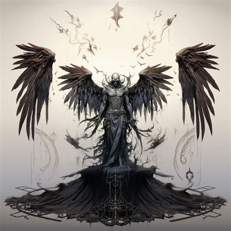 Premium Photo There Is A Black And White Drawing Of A Demon With Wings Generative Ai