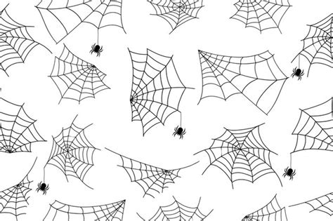 Premium Vector Halloween Spider Web Seamless Pattern White Background And Black Cobweb