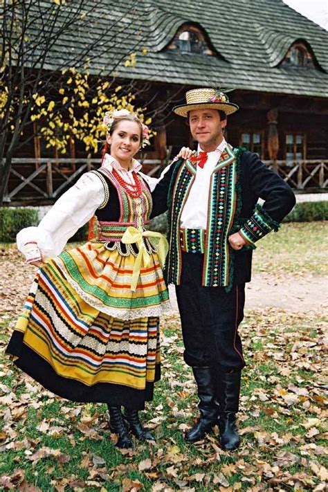 Polonia Lublin Pareja Con El Traje Típico Folk Clothing Polish