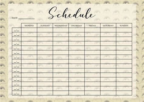 School Schedule Planner Template Beige Background Blank Printable Sheet 50449702 Vector Art At