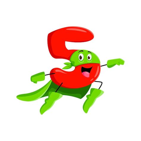Premium Vector Cartoon Math Number Five Superhero Character