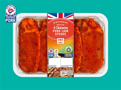 Birchwood 4 Sriracha British Pork Loin Steaks Lidl — Great Britain