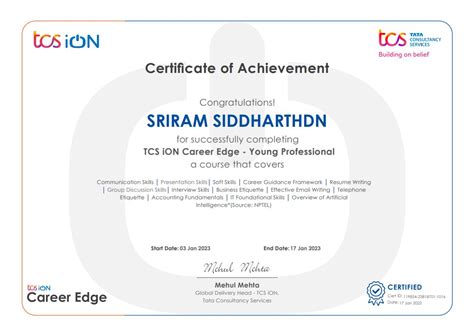 Sriram Siddharth Dn On Linkedin Certificate Of Achievement Was Issued For Successfully