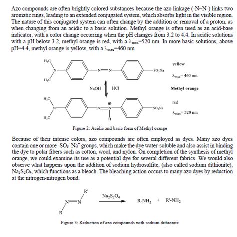 Solved Experiment 7 Synthesis Of Methyl Orange Introduction