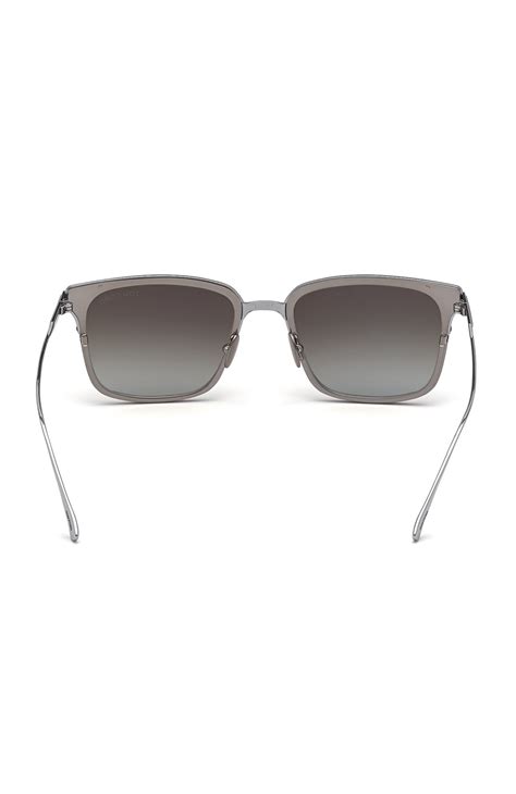 Tom Ford Men Square Shiny Dark Ruthenium Sunglass