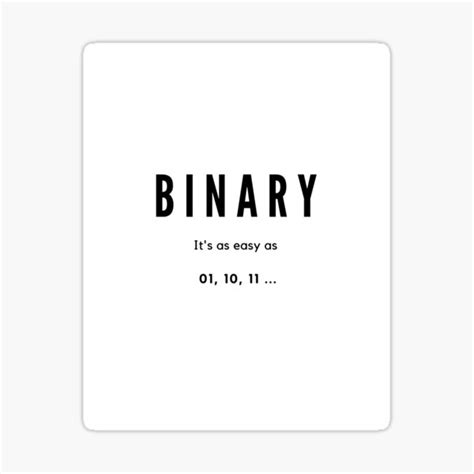 Binary Counting Is Easy Sticker For Sale By Mar Tinie Redbubble