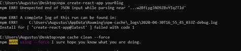 Javascript Npm Err Unexpected End Of Json Input While Parsing Near