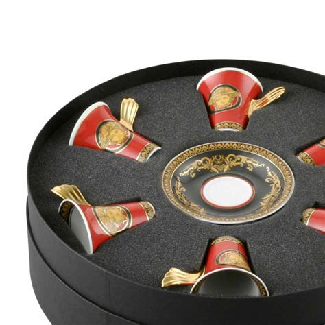 Rosenthal Versace Medusa Rosso Set Tazzine Espresso In Porcellana Pz