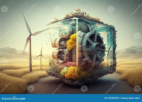 Generative AI Sustainable Development And Renewable Energy Concepts Stock Illustration