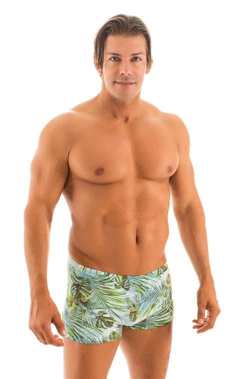 Mens Square Cut Swim Trunks Print Skinzwear