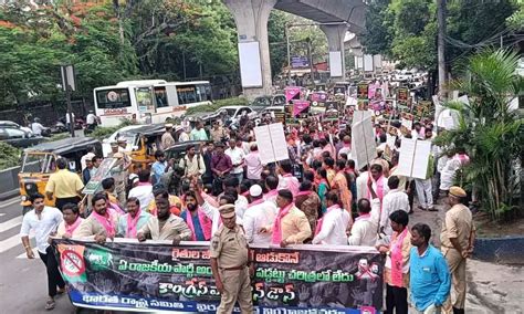 Brs Activists Protest Against Revanth Reddys Comments On Restricting