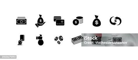돈 아이콘 집합입니다 실루엣 달러 돈 디자인에 대 한 단추의 모음 달러 돈 아이콘의 집합 벡터 아이콘 Championship에 대한 스톡 벡터 아트 및 기타 이미지 Istock