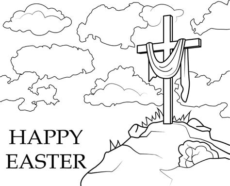 Easter Cross Coloring Pages Coloringlib