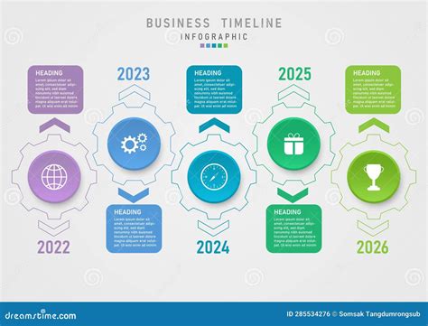 5 Years Timeline Infographic Vertical Multi Colored Hexagon Numbers