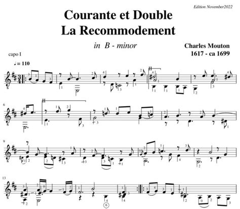 Charles Mouton Courante Et Double La Recommodement Beumingguitar