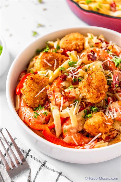 Chicken And Shrimp Carbonara Copycat Olive Garden Recipe Flavor Mosaic