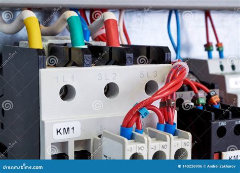 Electrical Cables And Wires Are Connected To Electrical Equipment Stock