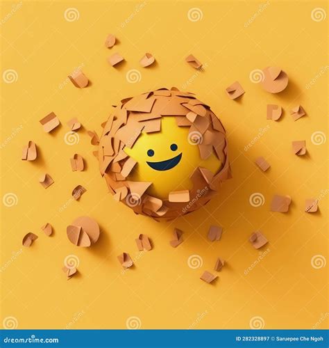 Minimalistic Emoji Celebration 3d Paper Cut Craft Illustration For