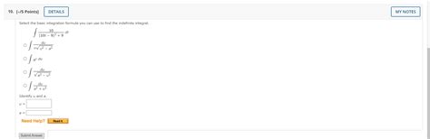 Solved Select The Basic Integration Formula You Can Use To
