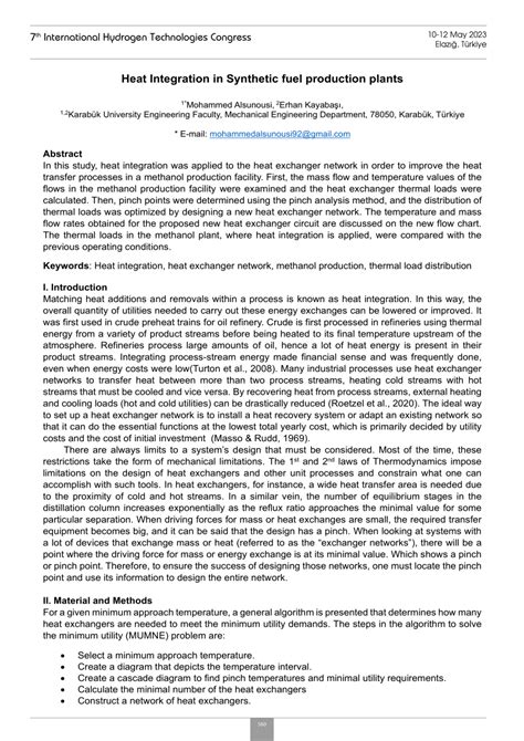 Pdf Heat Integration In Synthetic Fuel Production Plants