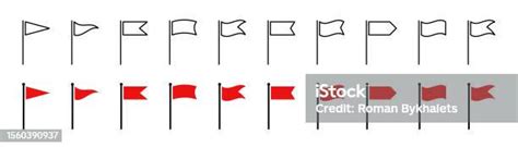 플래그 아이콘 컬렉션입니다 깃대 아이콘입니다 플래그 페넌트 아이콘 모음 0명에 대한 스톡 벡터 아트 및 기타 이미지 0명 기 깃대 Istock