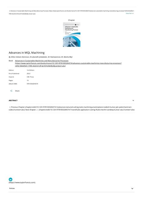 Advances In Mql Machining Pdf