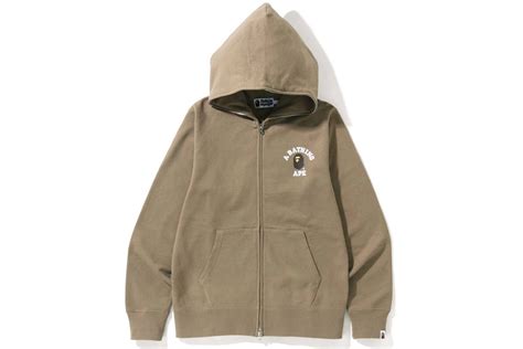 Bape College One Point Online Exclusive Full Zip Hoodie Beige Ss22 De