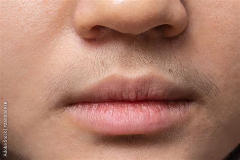Girl With Mustache Hairy Woman At Mouth Stock 写真 Adobe Stock