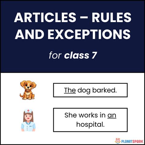 Class 7 English Worksheet On Articles Rules And Exceptions Planetspark