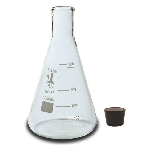 Six X 1 Liter 1 000 Ml Erlenmeyer Flasks And Stoppers By Karter Scientific Erlenmeyer Flask